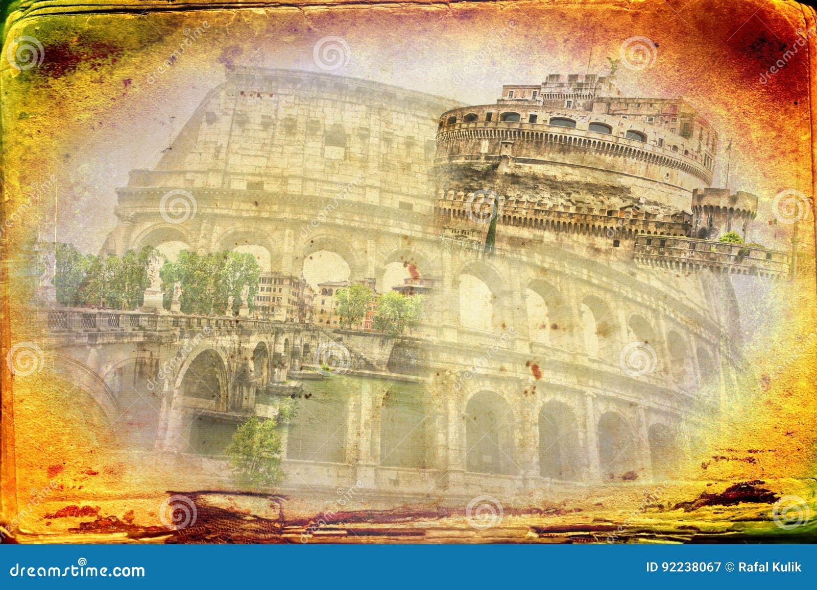 Rome Italy Art Illustration Stock Illustration - Illustration of column ...