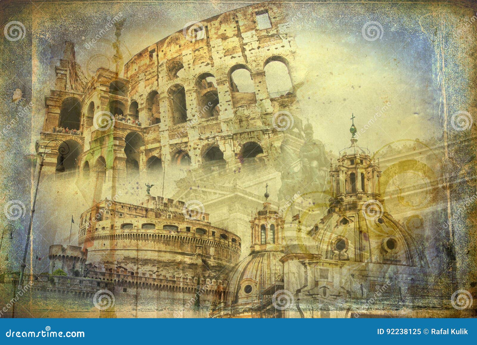 Rome Italy Art Illustration Stock Illustration - Illustration of ...