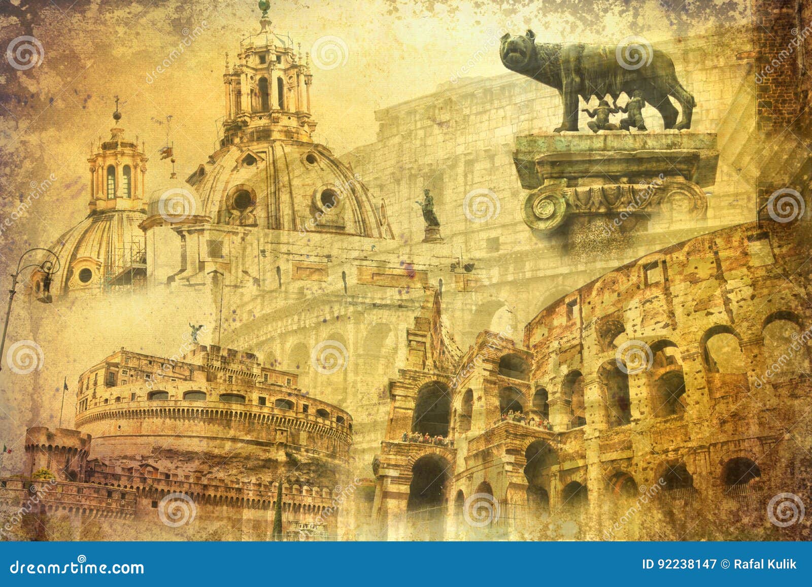 Rome Italy Art Illustration Stock Illustration - Illustration of ...