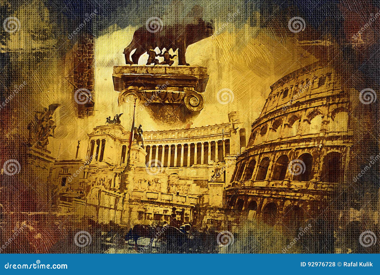 Rome Italy Art Illustration Stock Illustration - Illustration of roman ...