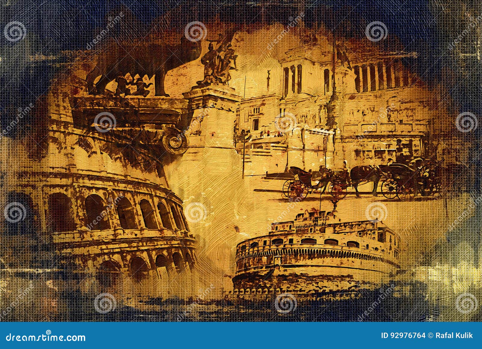 Rome Italy Art Illustration Stock Illustration - Illustration of europe ...