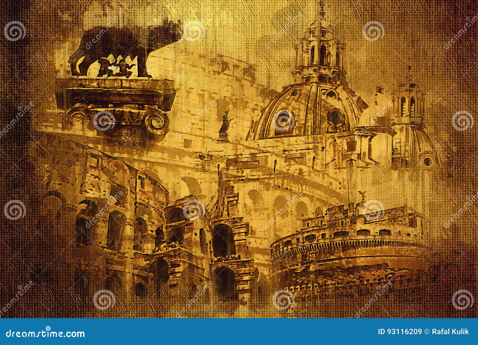 Rome Italy Art Illustration Stock Illustration - Illustration of roma ...