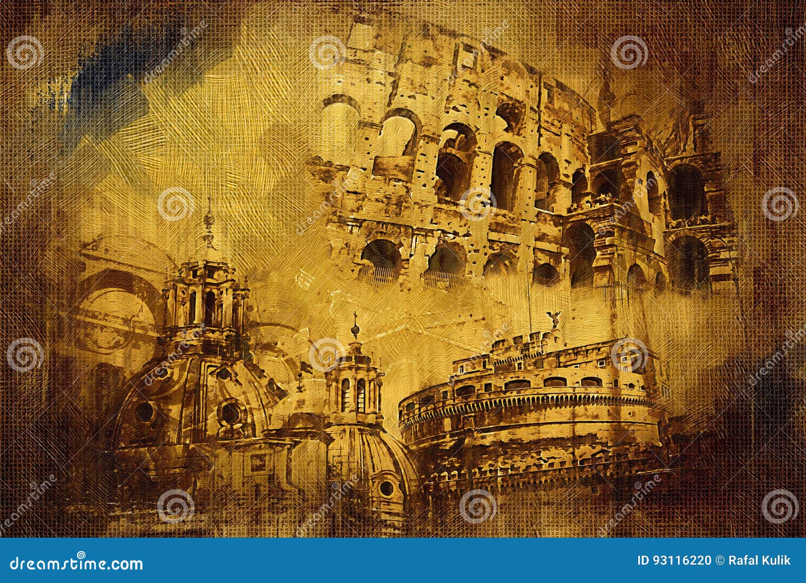 Rome Italy Art Illustration Stock Illustration - Illustration of card ...