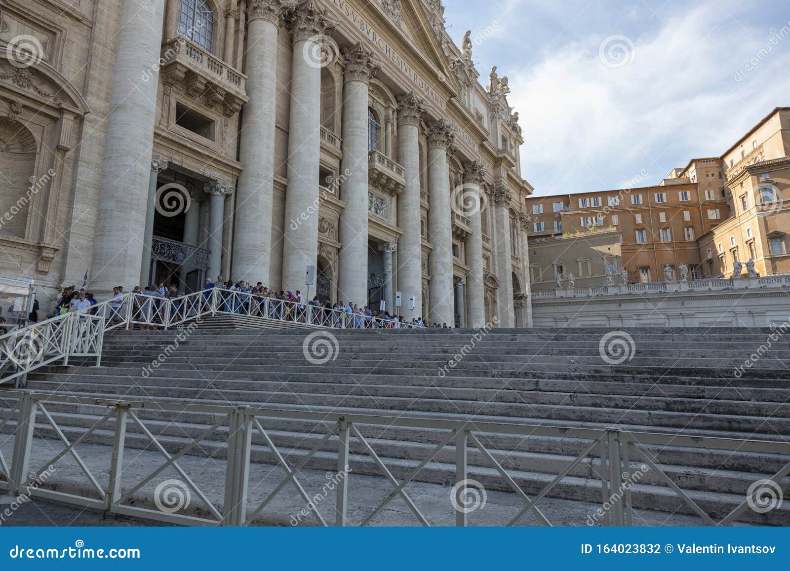 Steps in Front of the Facade of St. Peter`s Basilica in Vatican ...