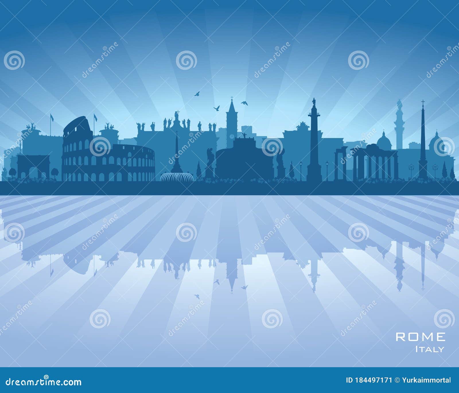 Rome Italy City Skyline Vector Silhouette Stock Vector - Illustration ...