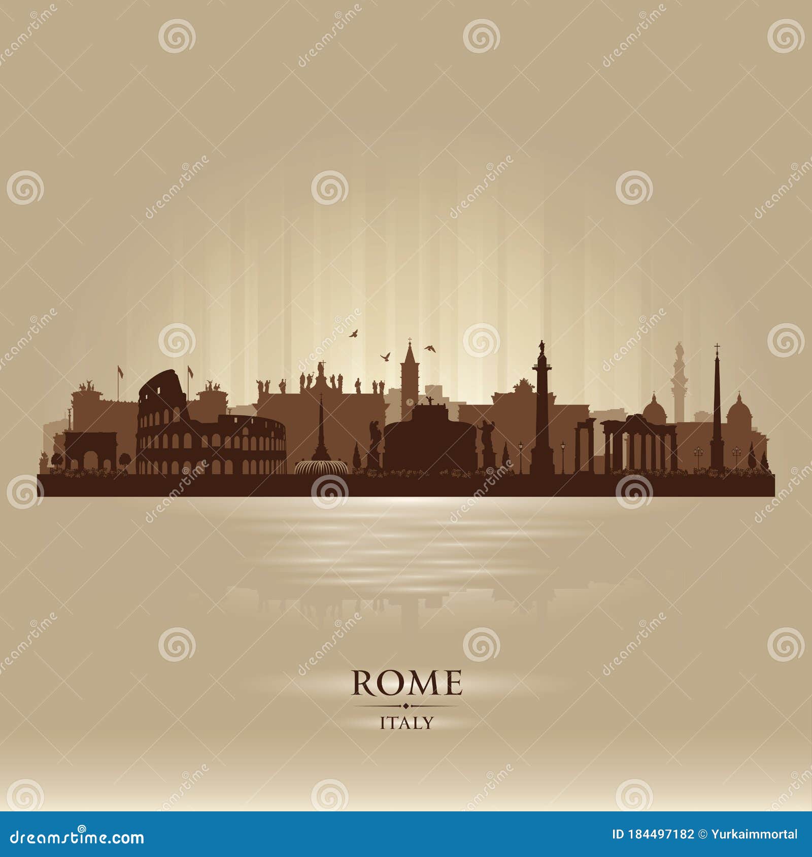 Rome Italy City Skyline Vector Silhouette Stock Vector - Illustration ...