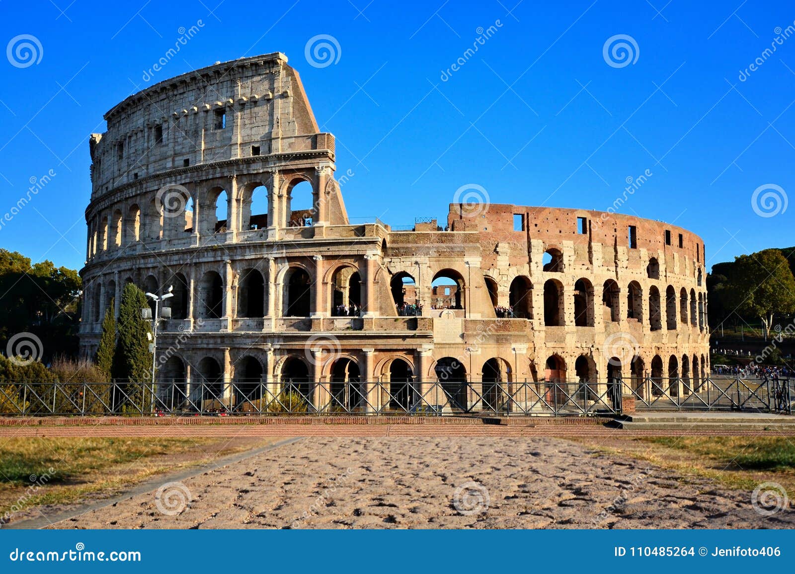 Rome, Italy, the Coliseum with Ancient Stone Road Stock Photo - Image ...