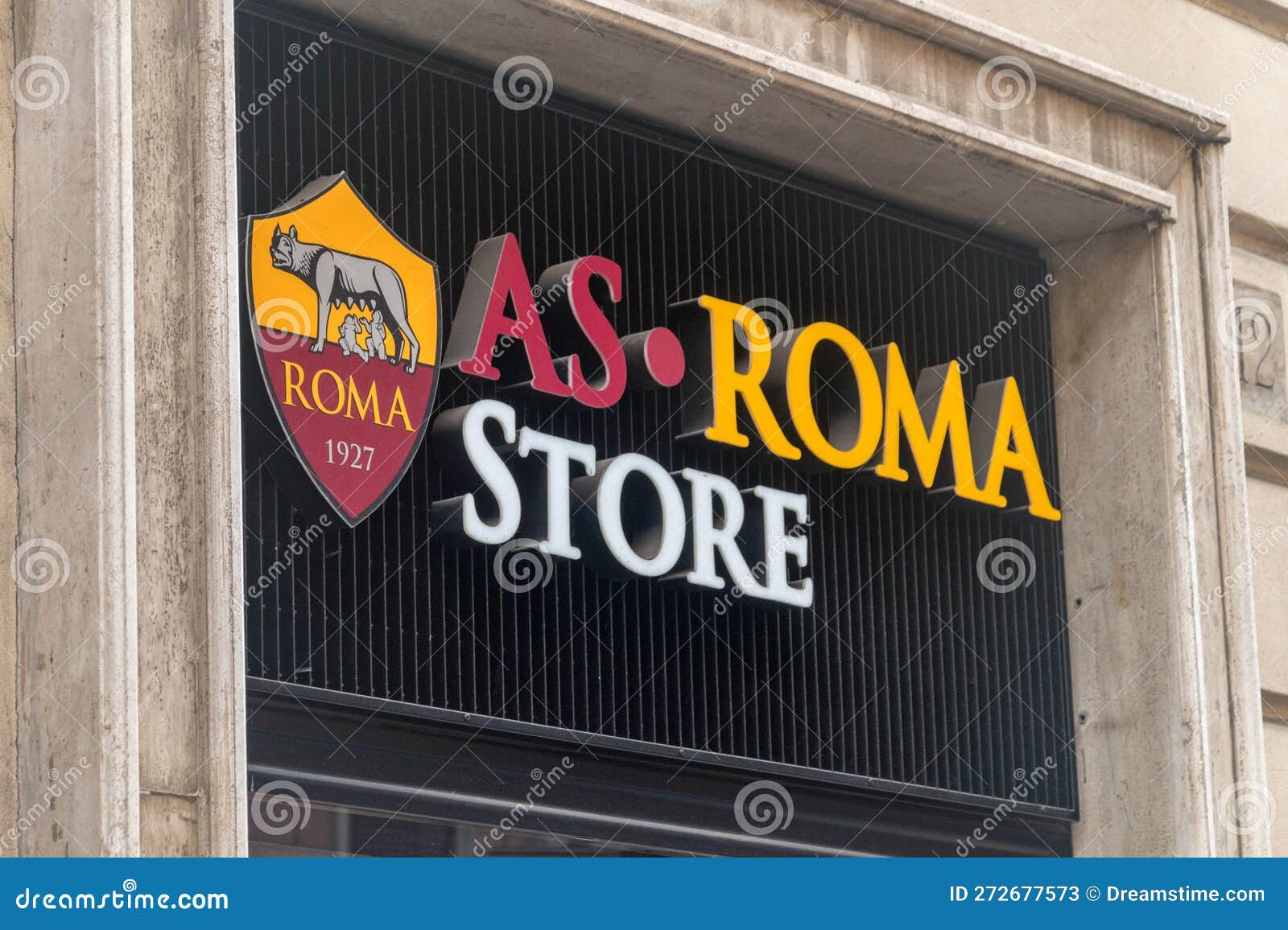AS Rome store sign editorial stock photo. Image of maker - 272677573