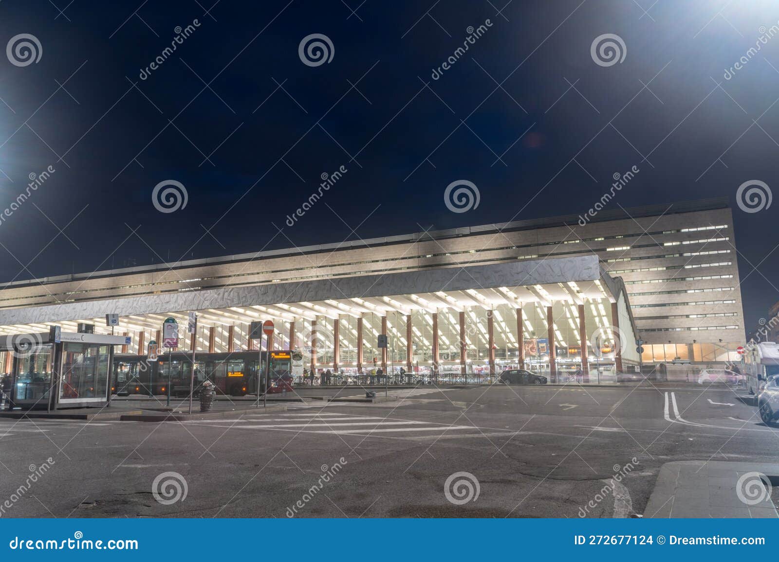 Rome Termini Train Station at Night Editorial Stock Image - Image of ...