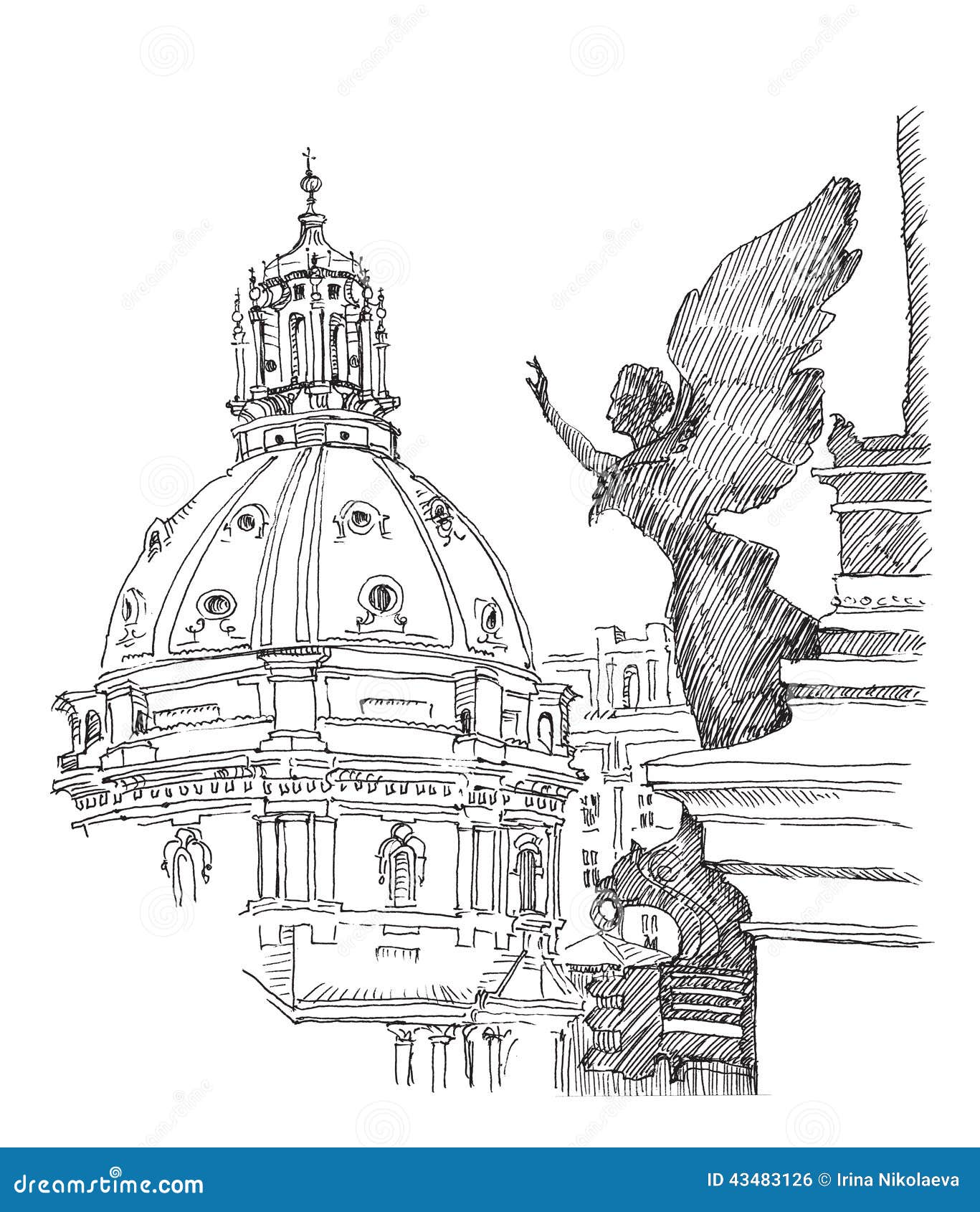 Rome, Italy stock vector. Illustration of monument, sculpture - 43483126