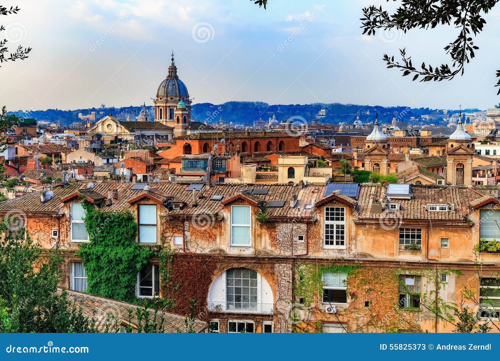 Rome, Italy landscape stock image. Image of dome, rooftops - 55825373