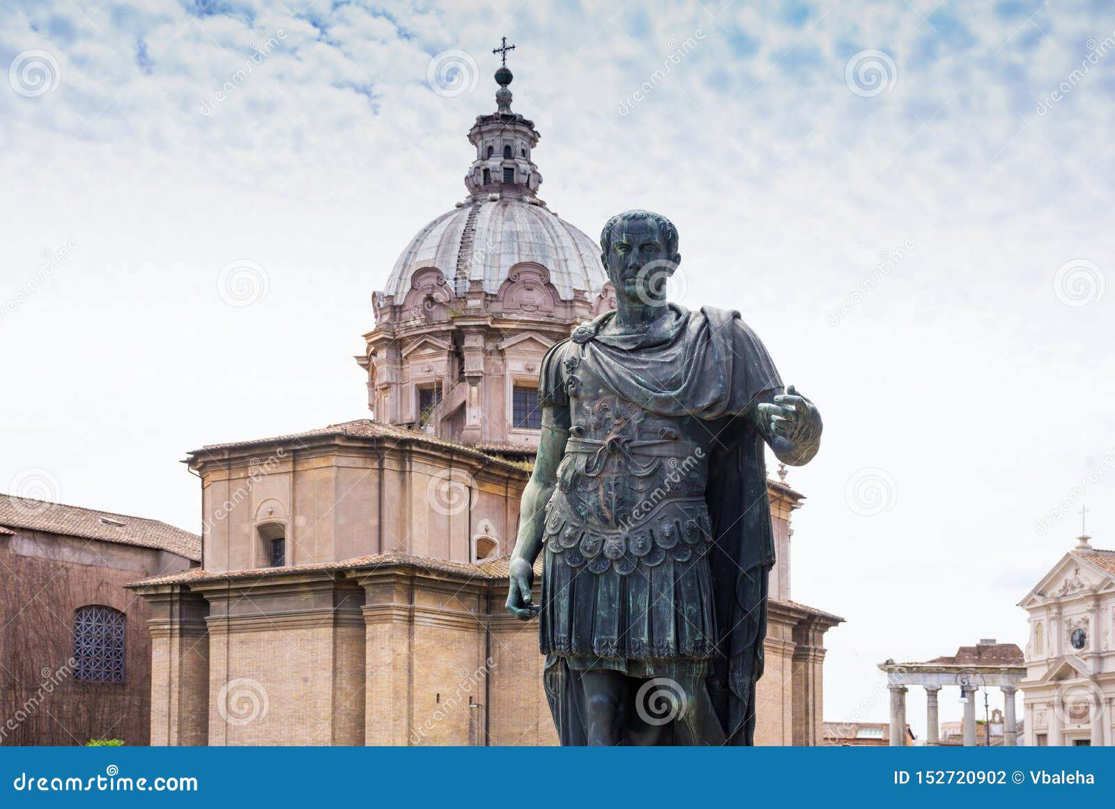 ROME, ITALY - MAY 3, 2019: Bronze Monumental Statue of Caesar in Rome ...