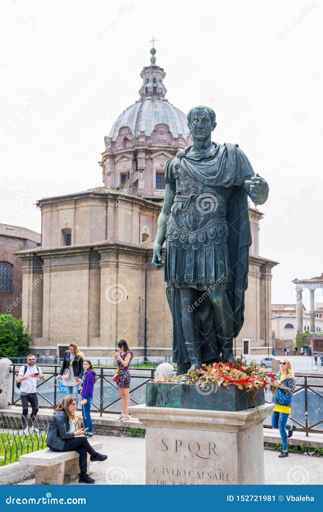 ROME, ITALY - MAY 3, 2019: Bronze Monumental Statue of Caesar in Rome ...
