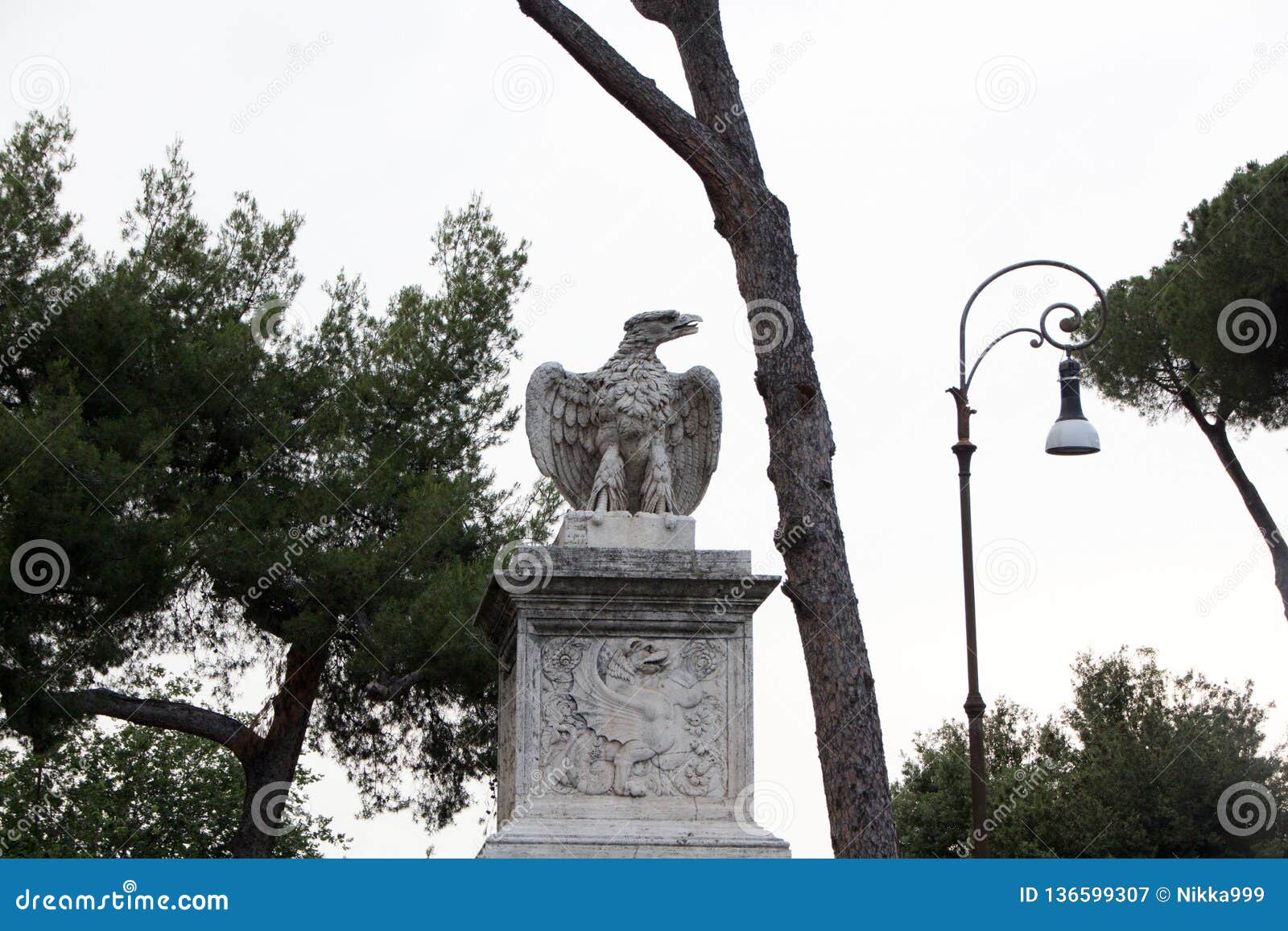 Rome, Italy - May 29, 2018: Eagle Statue in Villa Borghese Park ...