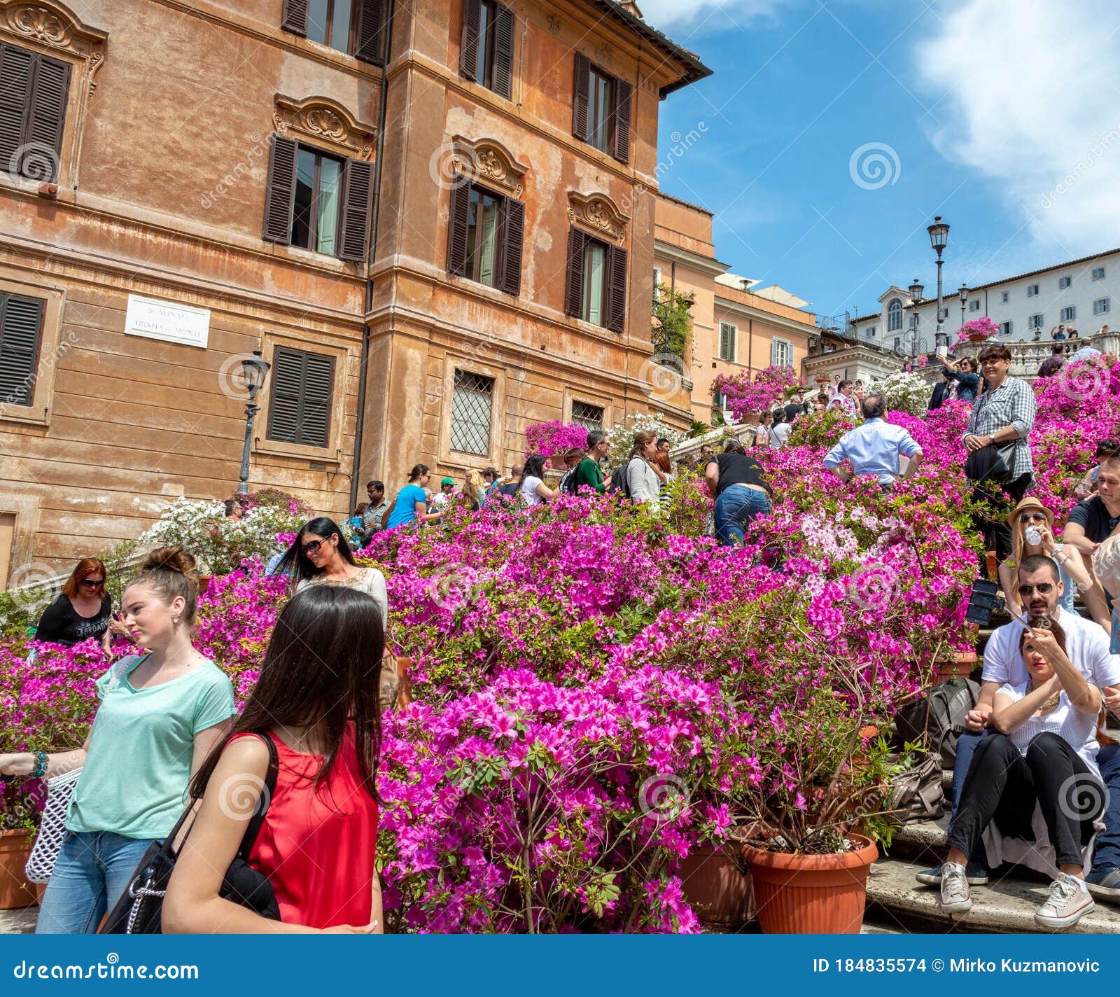 Tourists Visiting the Spanish Steps at the Piazza Di Spagna in Rome ...