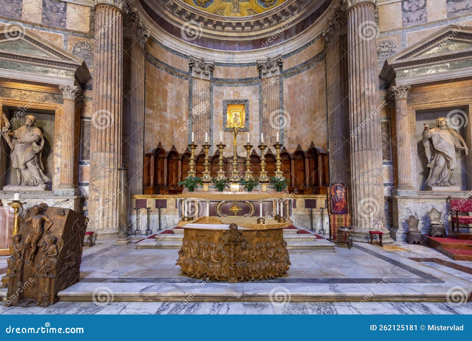Rome, Italy - October 2022: Main Altar of Pantheon in Rome Stock Image ...