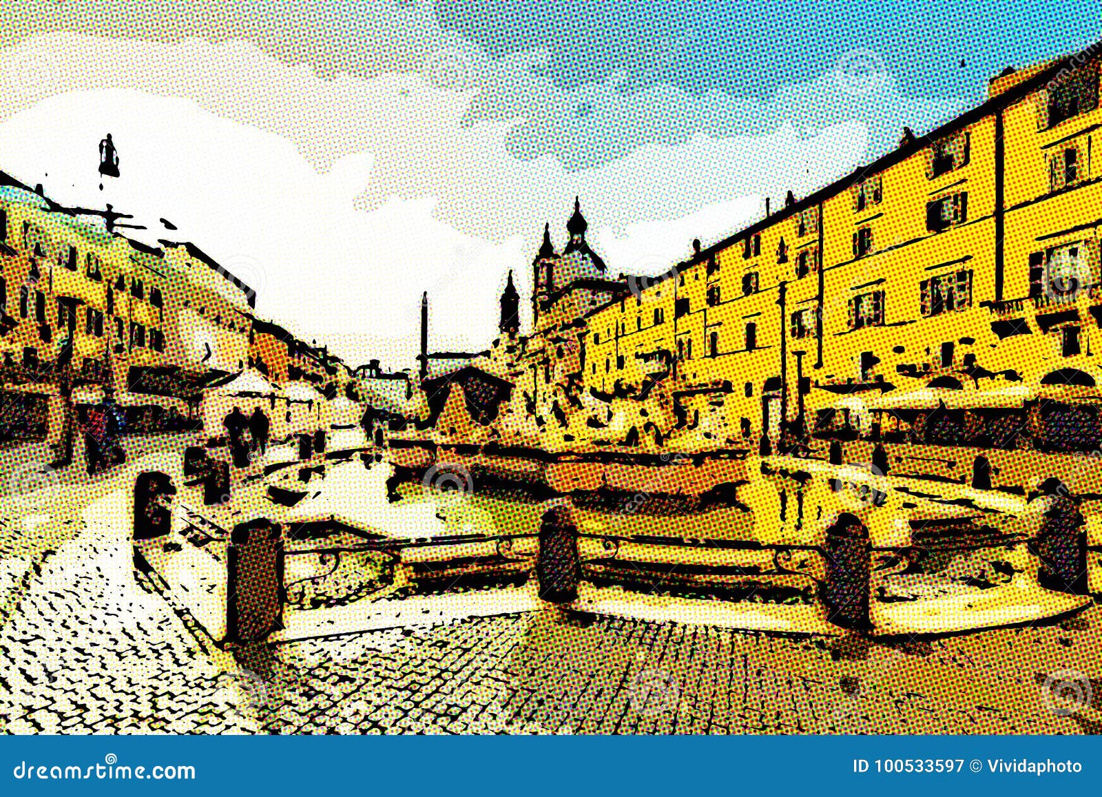 Piazza Navona Sketch Cartoon Vector | CartoonDealer.com #64911851