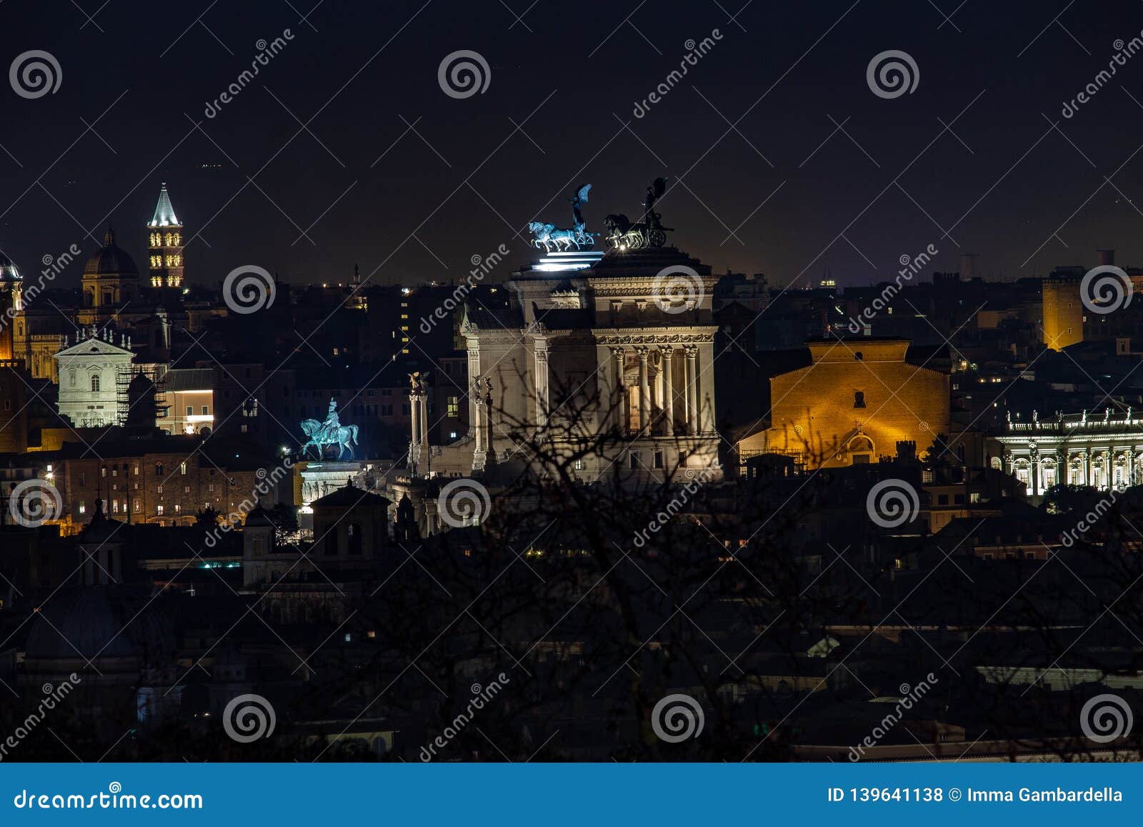 View of Rome, of the Main Monuments at Night. Stock Photo - Image of ...