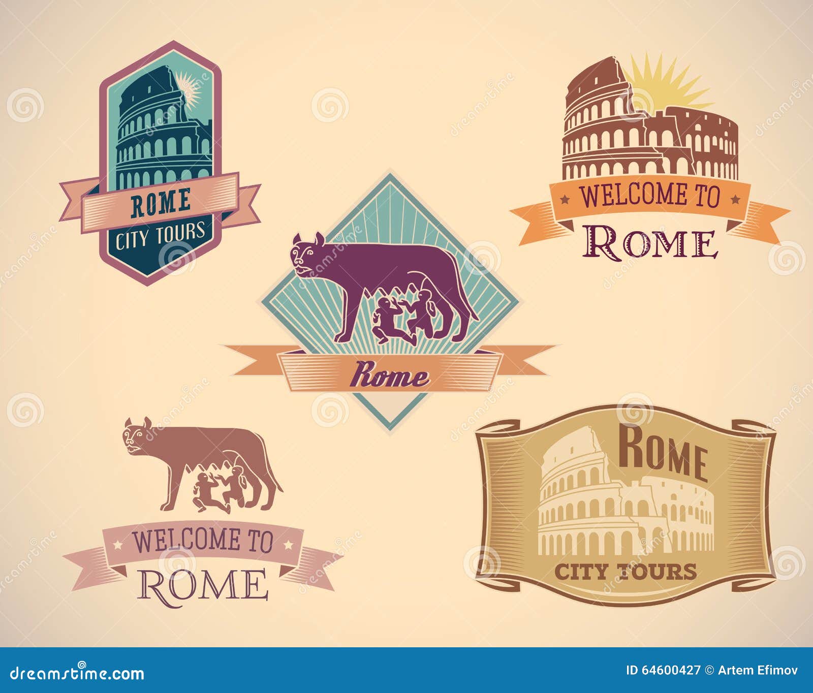 Rome labels stock vector. Illustration of tourism, travel - 64600427