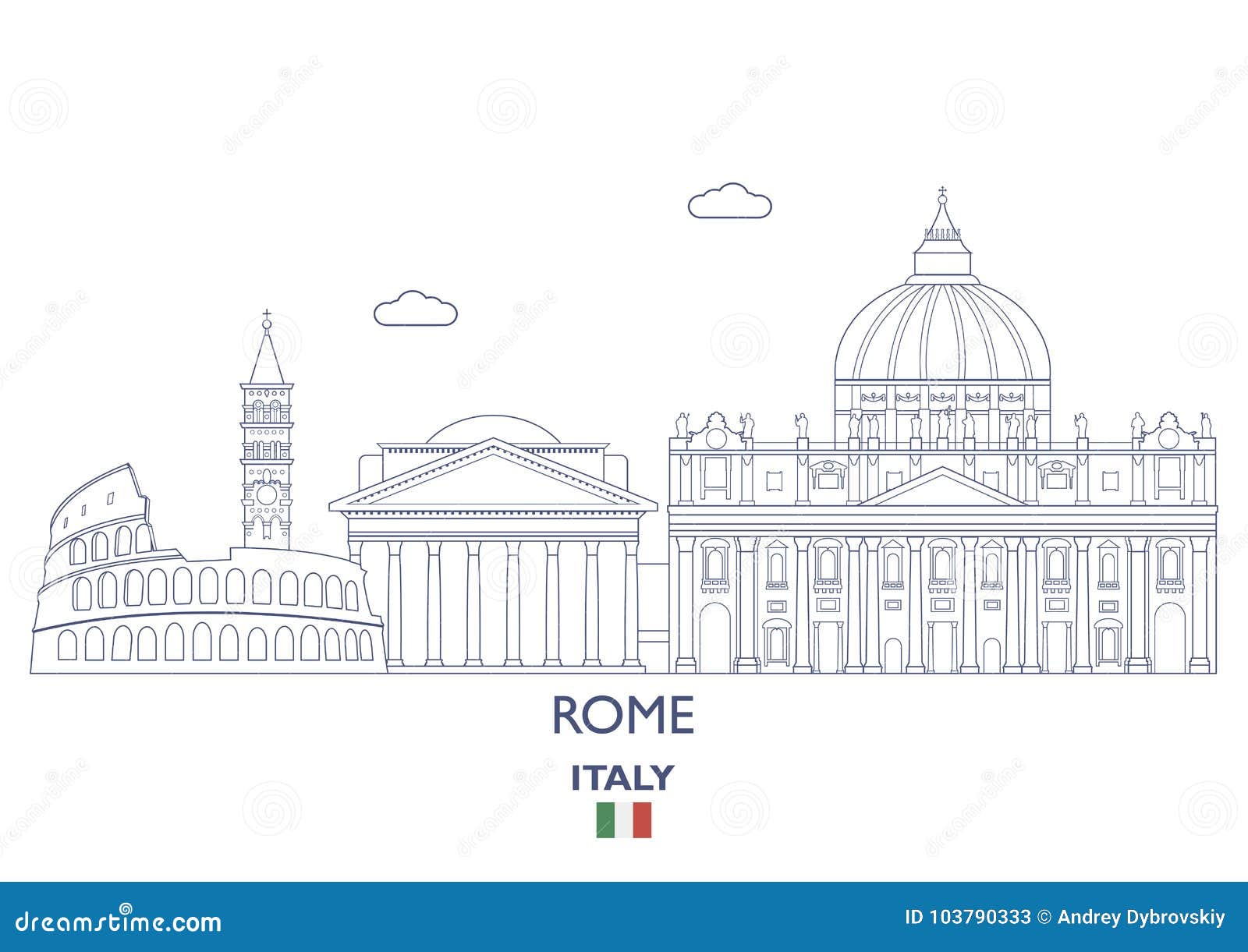Rome City Skyline, Italy stock vector. Illustration of italy - 103790333