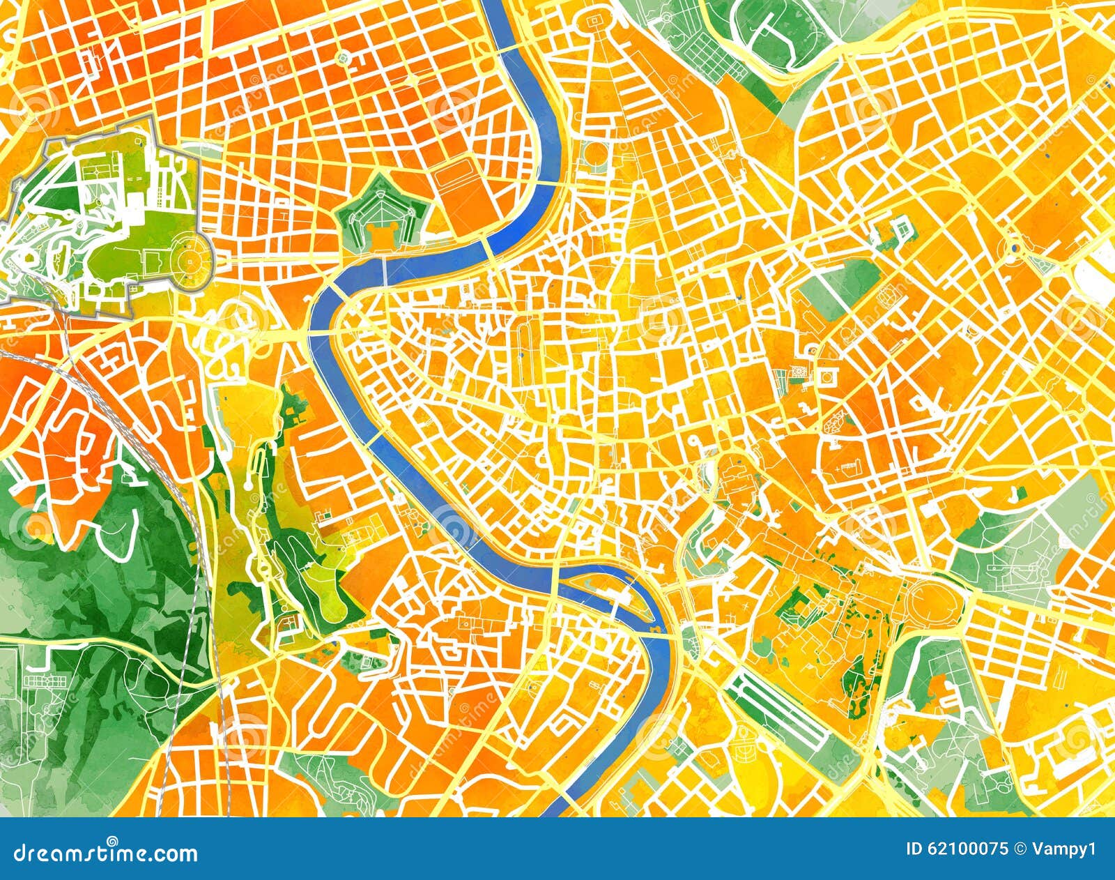 Rome Map, Drawn by Hand, Brush, Roads and Streets, Italy Stock ...