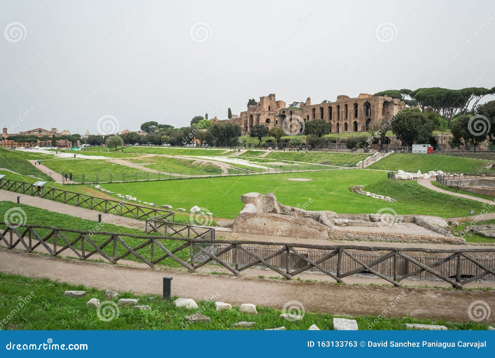 Rome Maximum Circus with Cloudy Sky and Green Grass Stock Image - Image ...