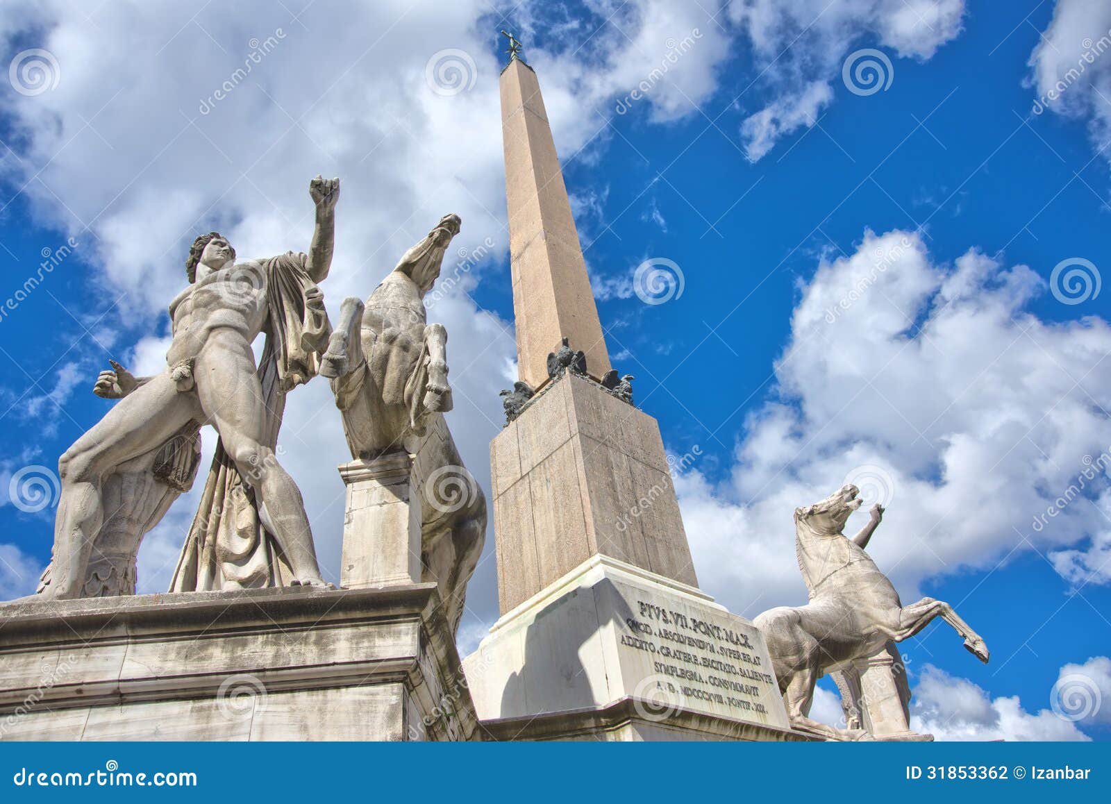 Rome Medieval Statue with Obelisk Stock Photo - Image of church ...