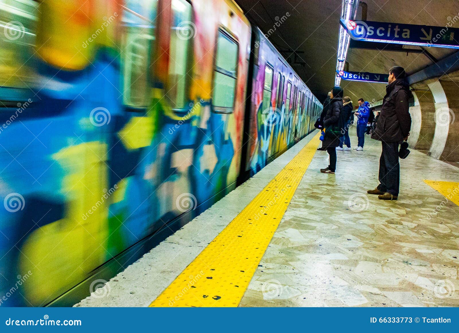 Rome metro subway graffiti editorial stock photo. Image of passenger ...