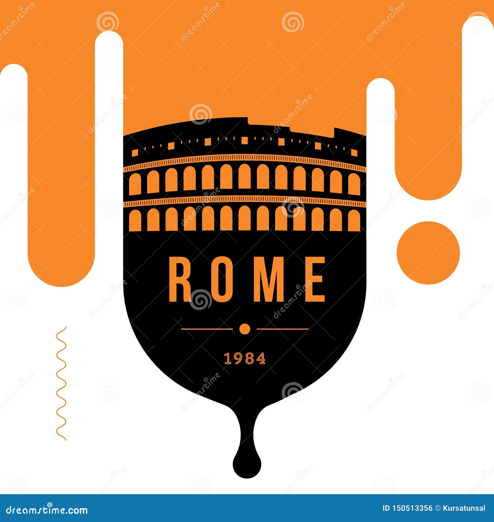 Rome Modern Web Banner Design with Vector Linear Skyline Stock ...