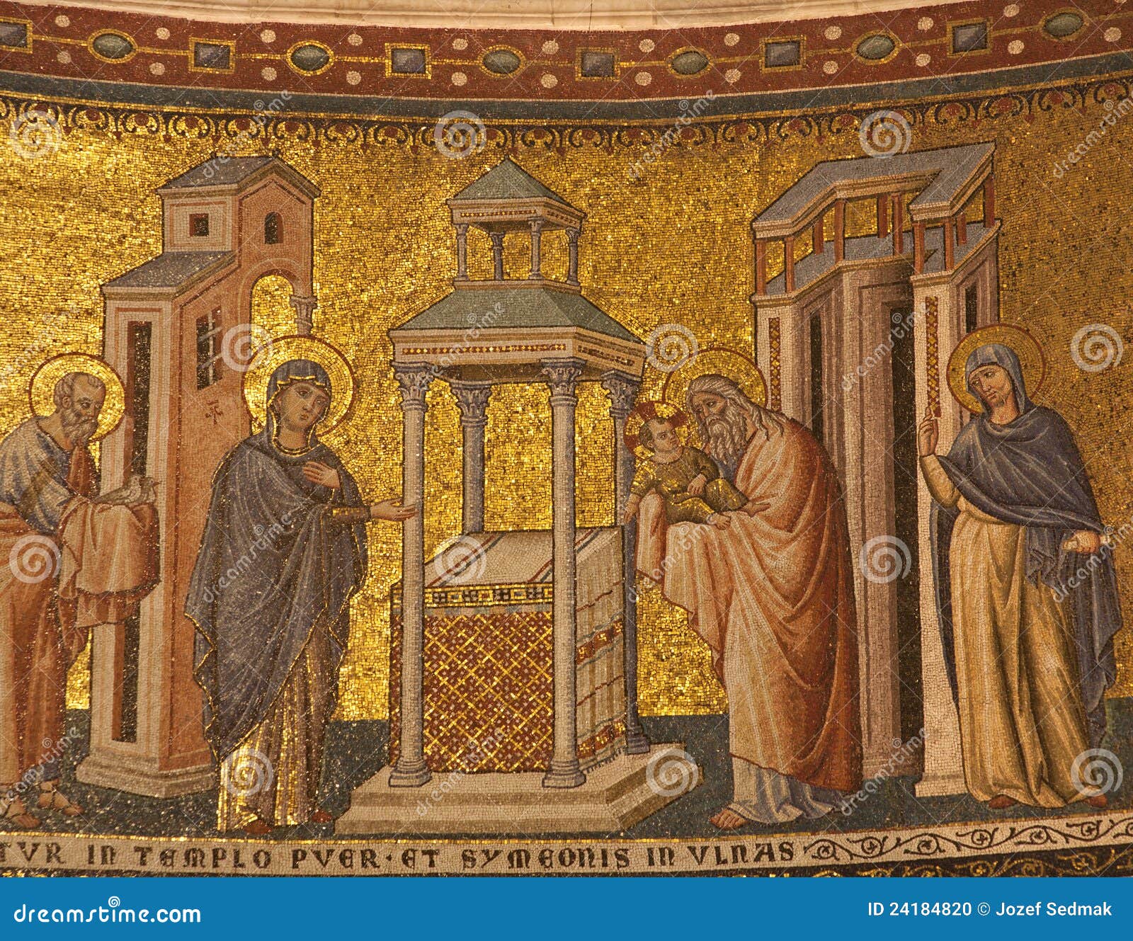 Rome - Mosaic of Presentation in the Temple Stock Photo - Image of ...