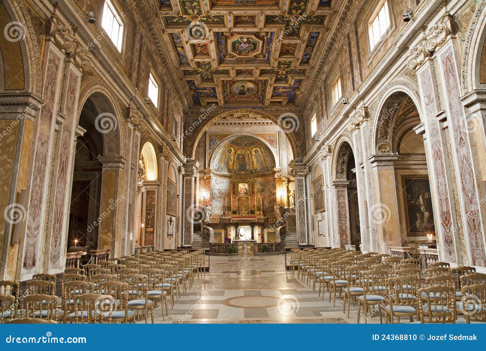 Rome - Nave of Santa Maria Aracoeli Stock Photo - Image of catholicism ...