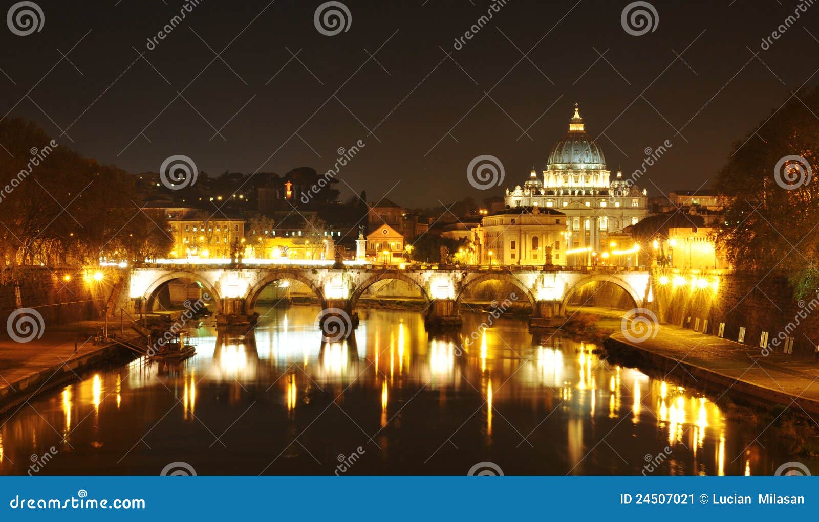 Rome by night stock image. Image of historic, bridge - 24507021
