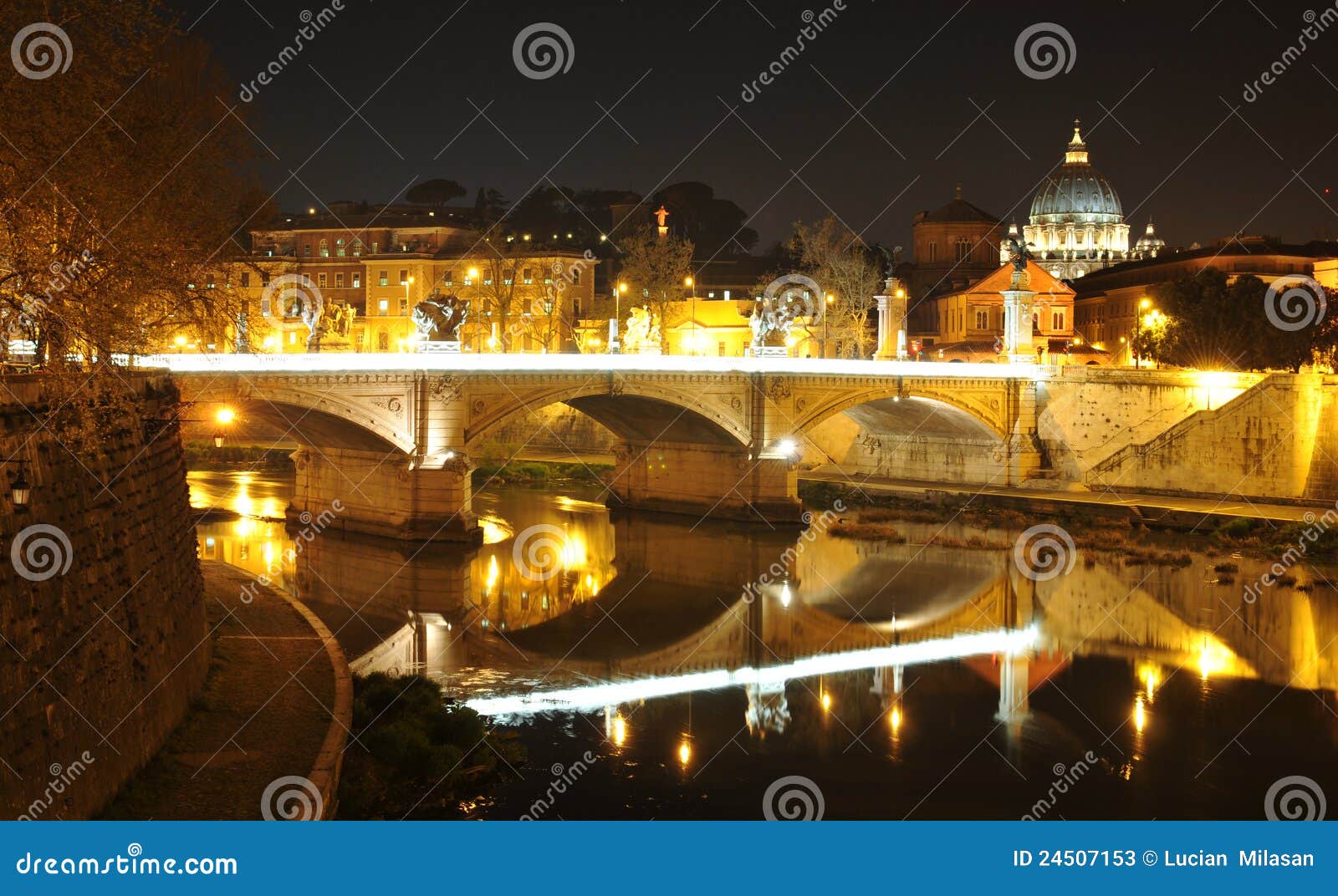 Rome - night panorama stock image. Image of church, historical - 24507153
