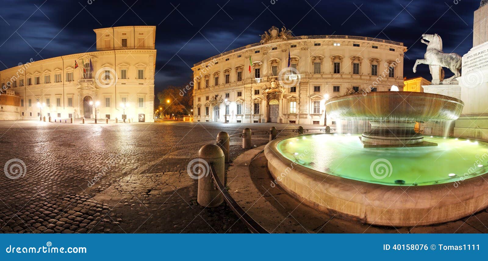 Rome - Palace Quirinale, Panoramic View at Night Stock Photo - Image of ...