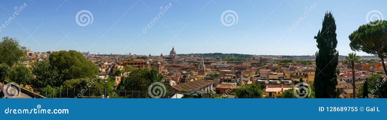 Rome Panoramic View from Villa Borghese. Stock Image - Image of rome ...