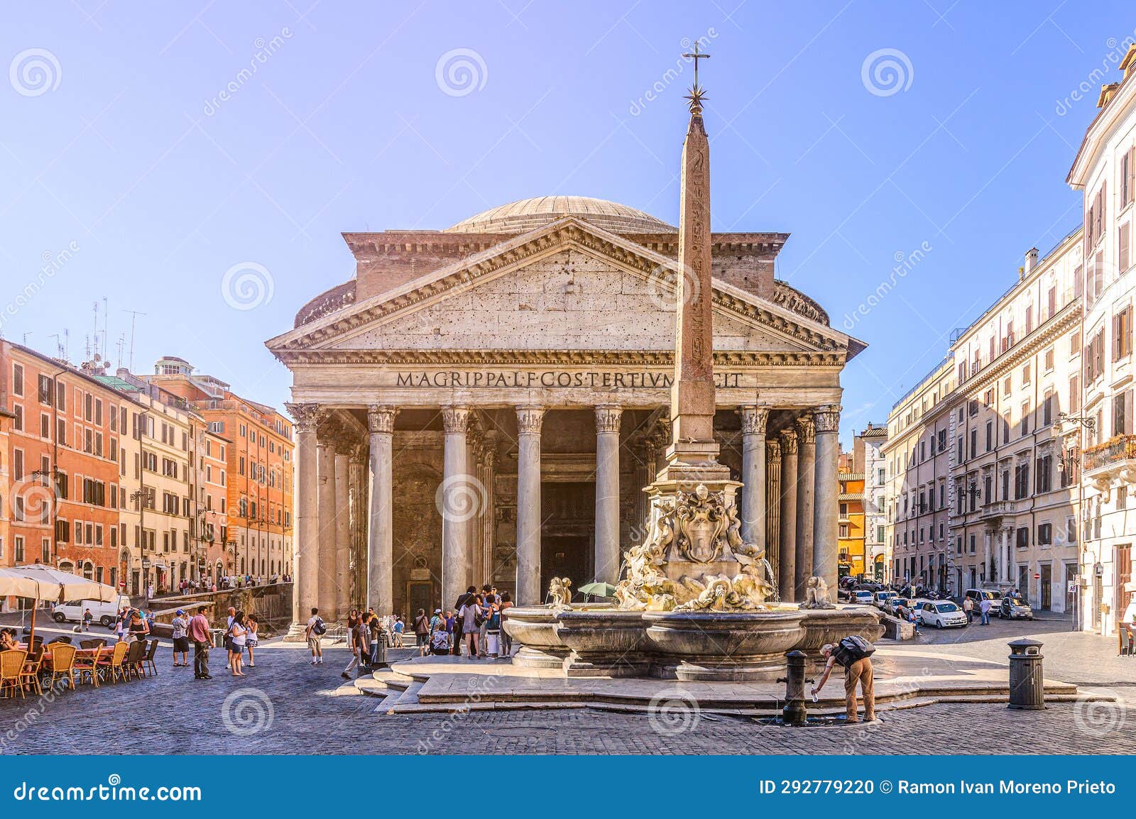 Rome Pantheon in the Roundabout Square, Ancient Rome Editorial Image ...