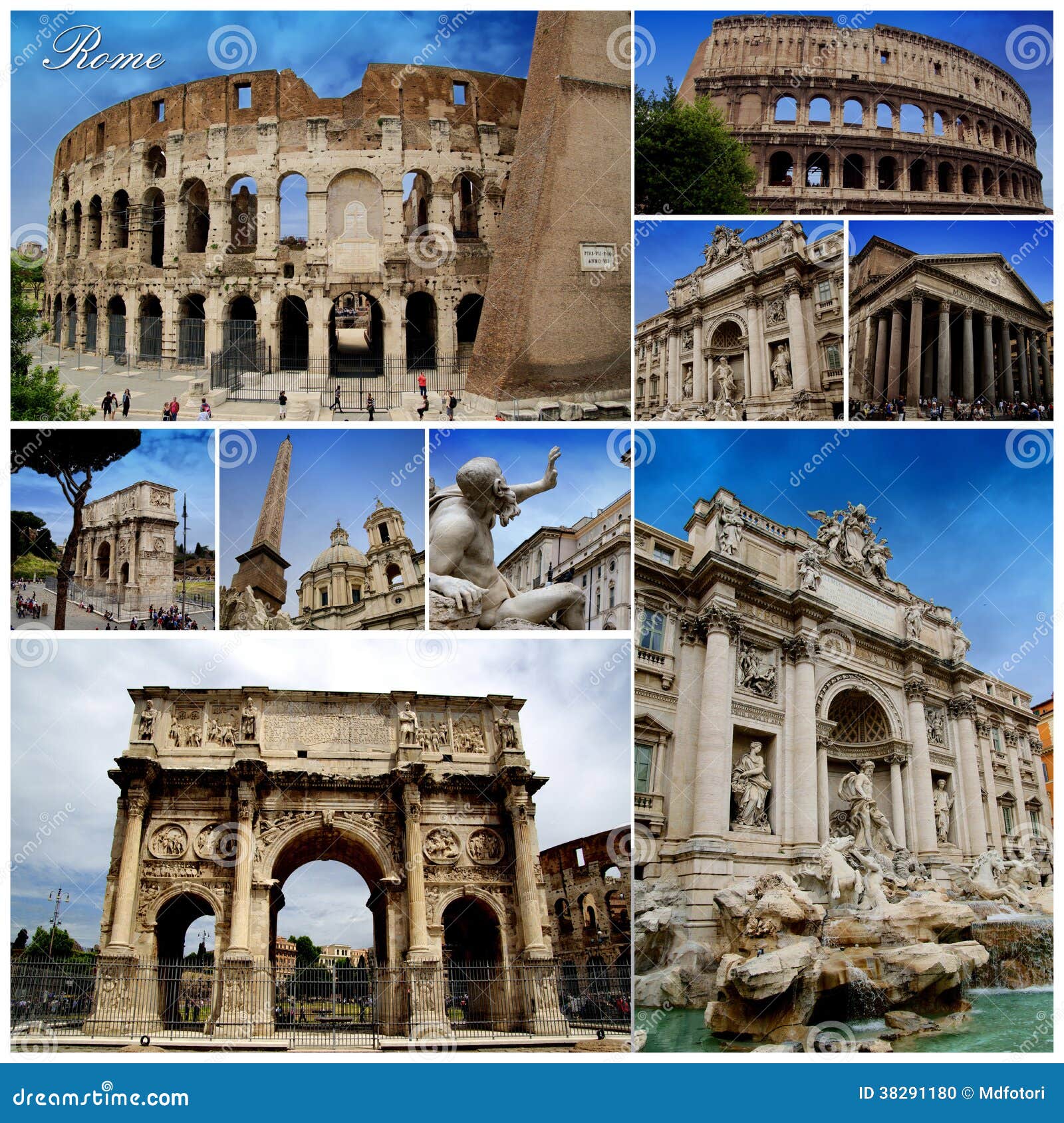Rome Photo Collage stock photo. Image of arch, navona - 38291180