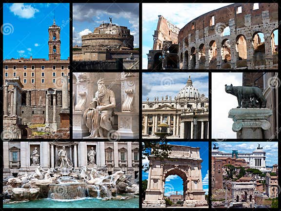 Rome postcard - collage stock photo. Image of coliseum - 10323508