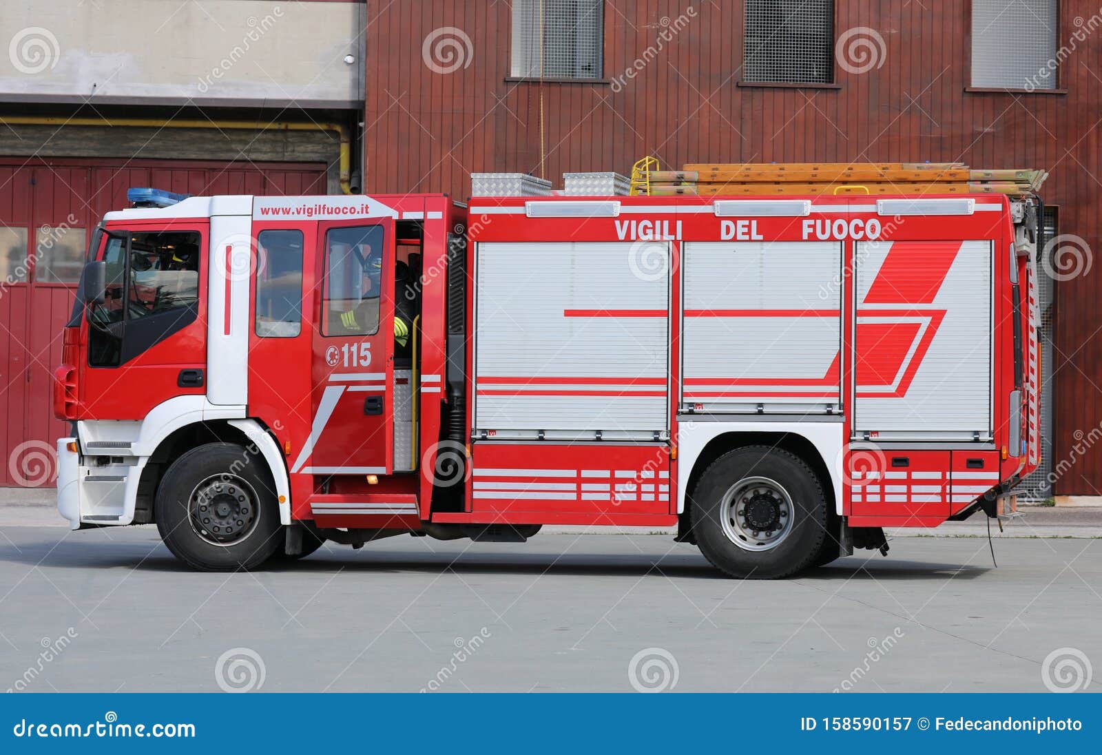 Rome, RM, Italy - May 16, 2019: Fire Engine Fire Engine during a ...
