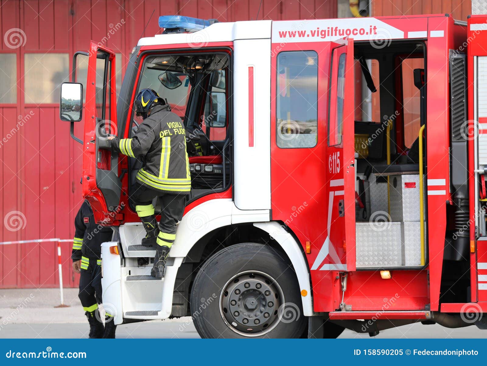 Rome, RM, Italy - May 16, 2019: Fire Engine Fire Engine during a ...