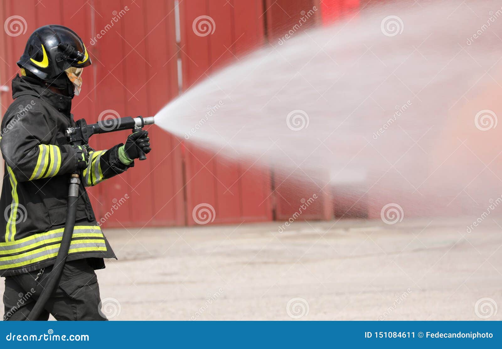 Rome, RM, Italy - May 23, 2019: Fireman with Helmet and Foam Editorial ...