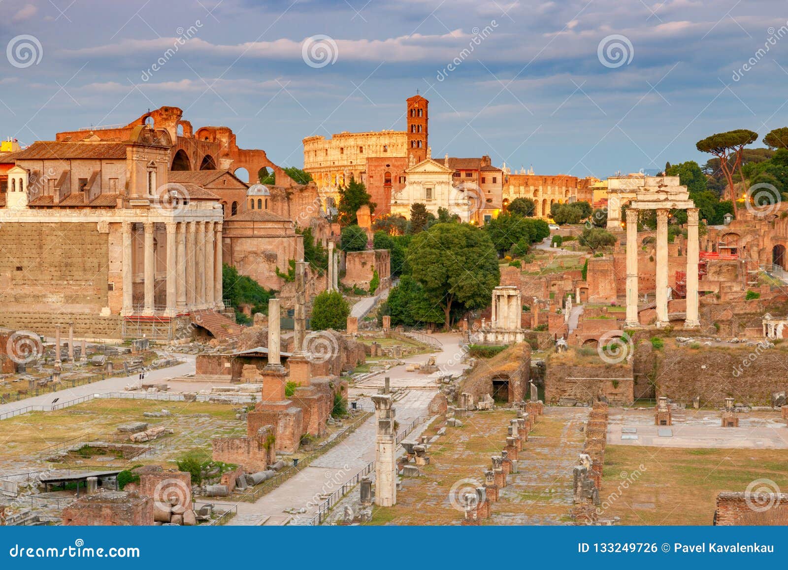 Rome. Roman Forum at Sunset. Stock Photo - Image of arch, rome: 133249726
