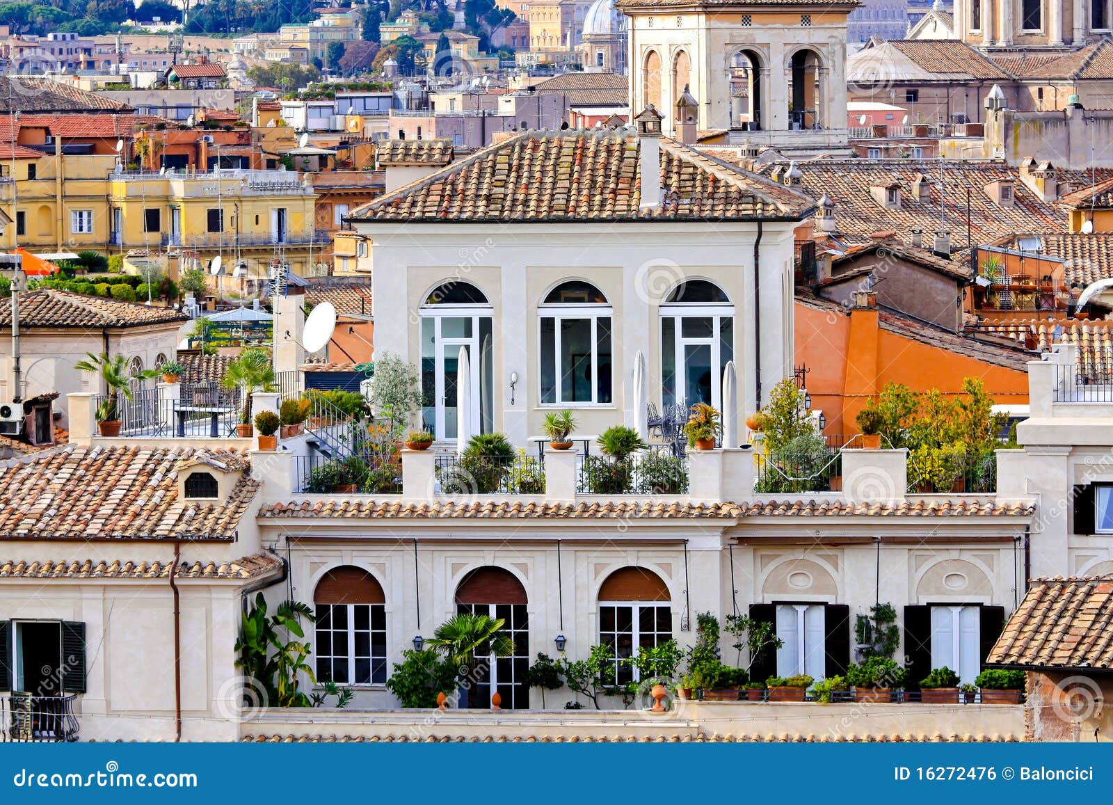 Rome rooftop apartment stock photo. Image of buildings - 16272476