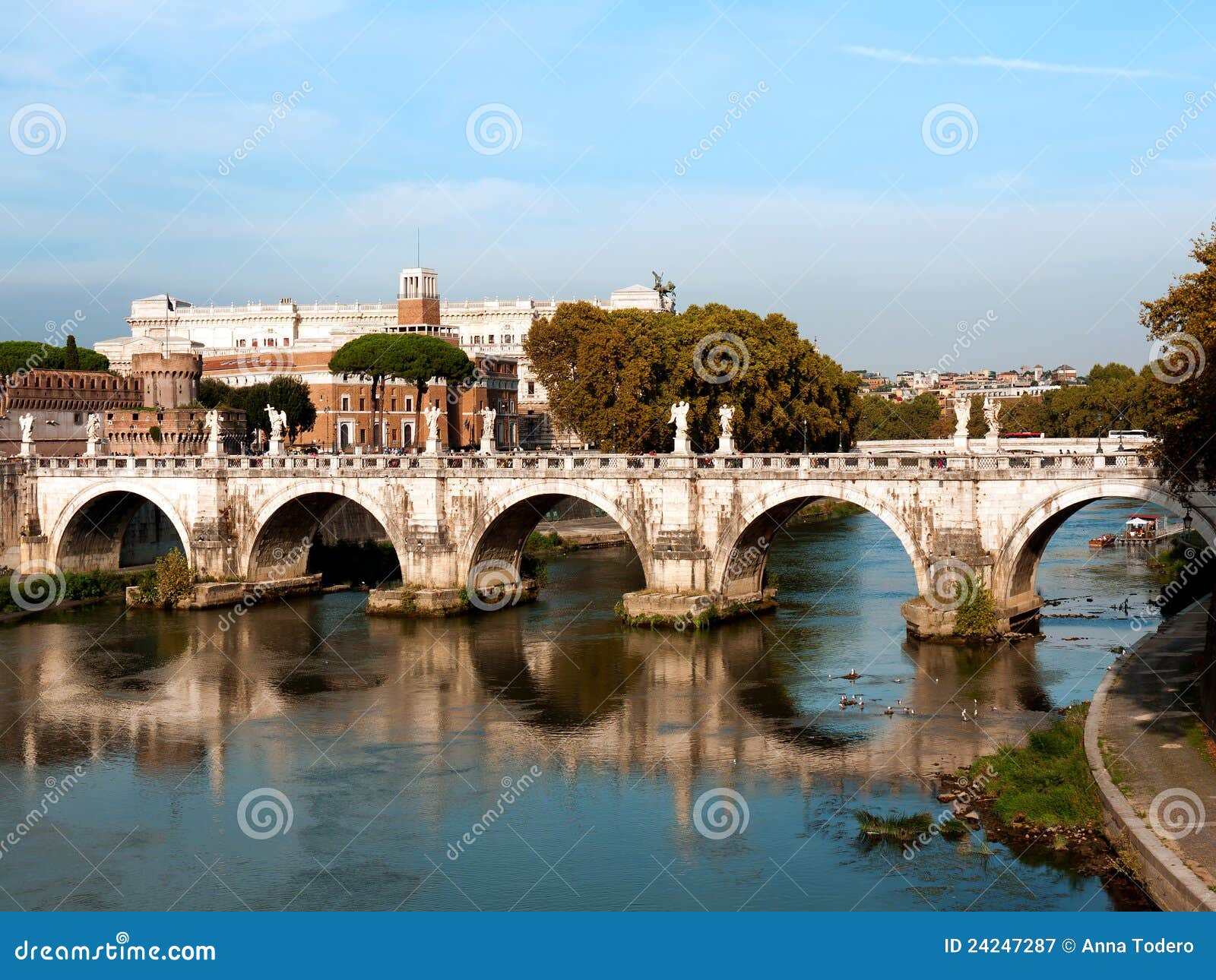 Rome, Sant Angelo bridge stock image. Image of view, sunshine - 24247287