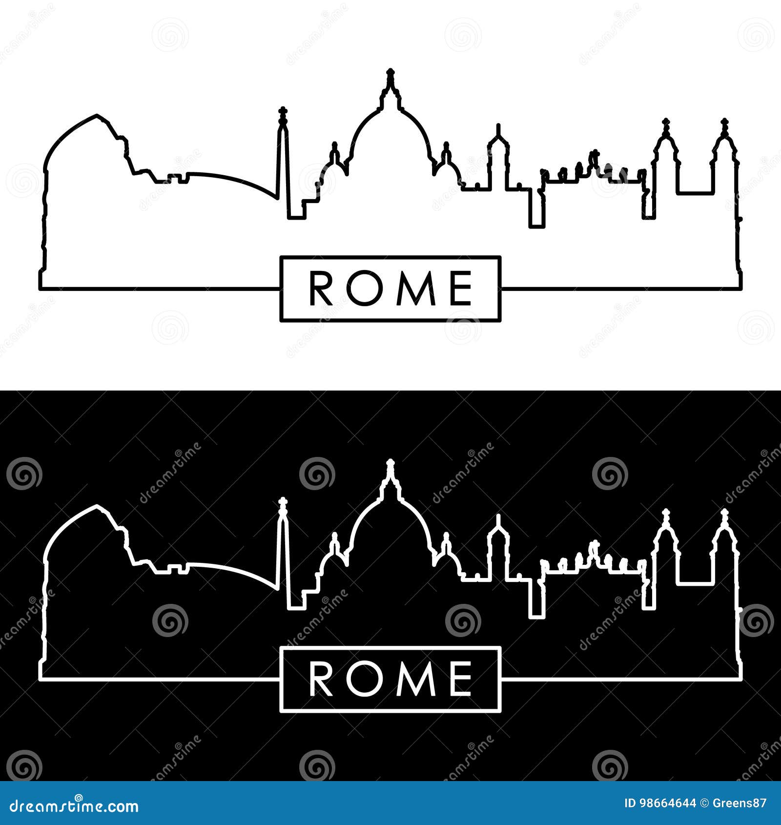Rome Skyline Vector Silhouette | CartoonDealer.com #8017794