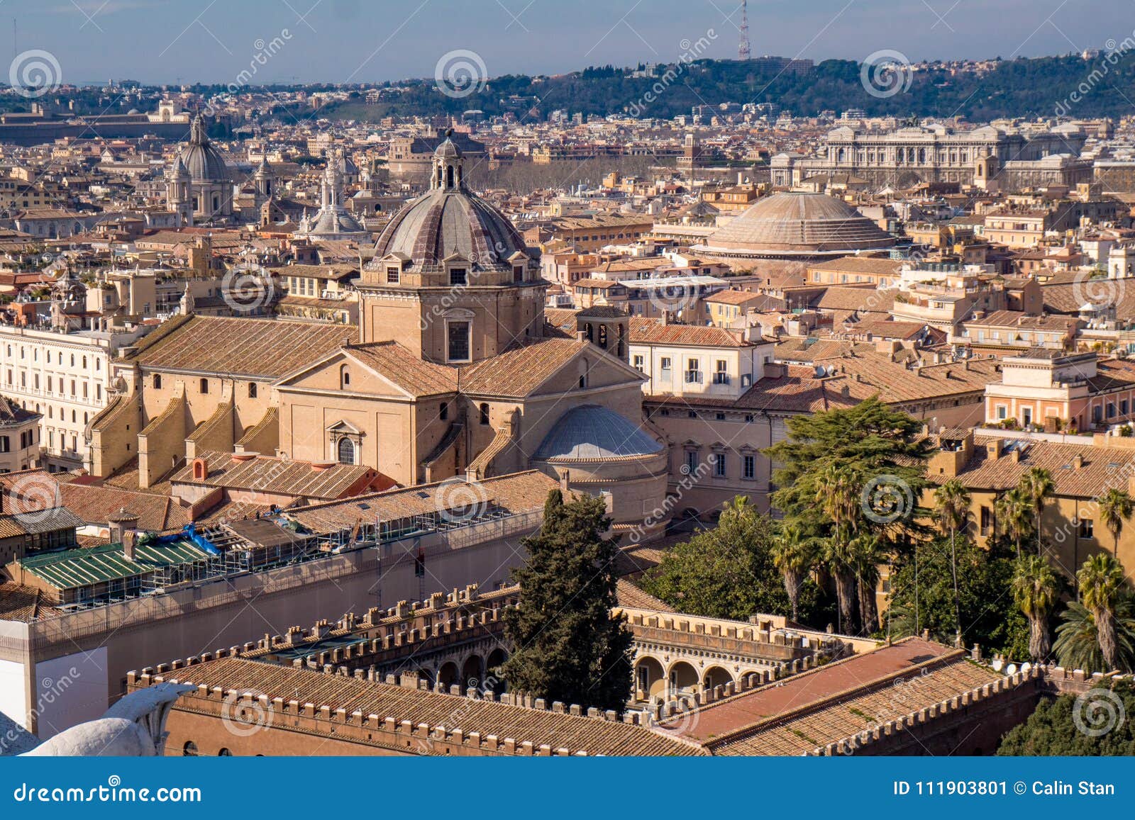 Rome Skyline with the Pantheon Dome Stock Image - Image of vacation ...