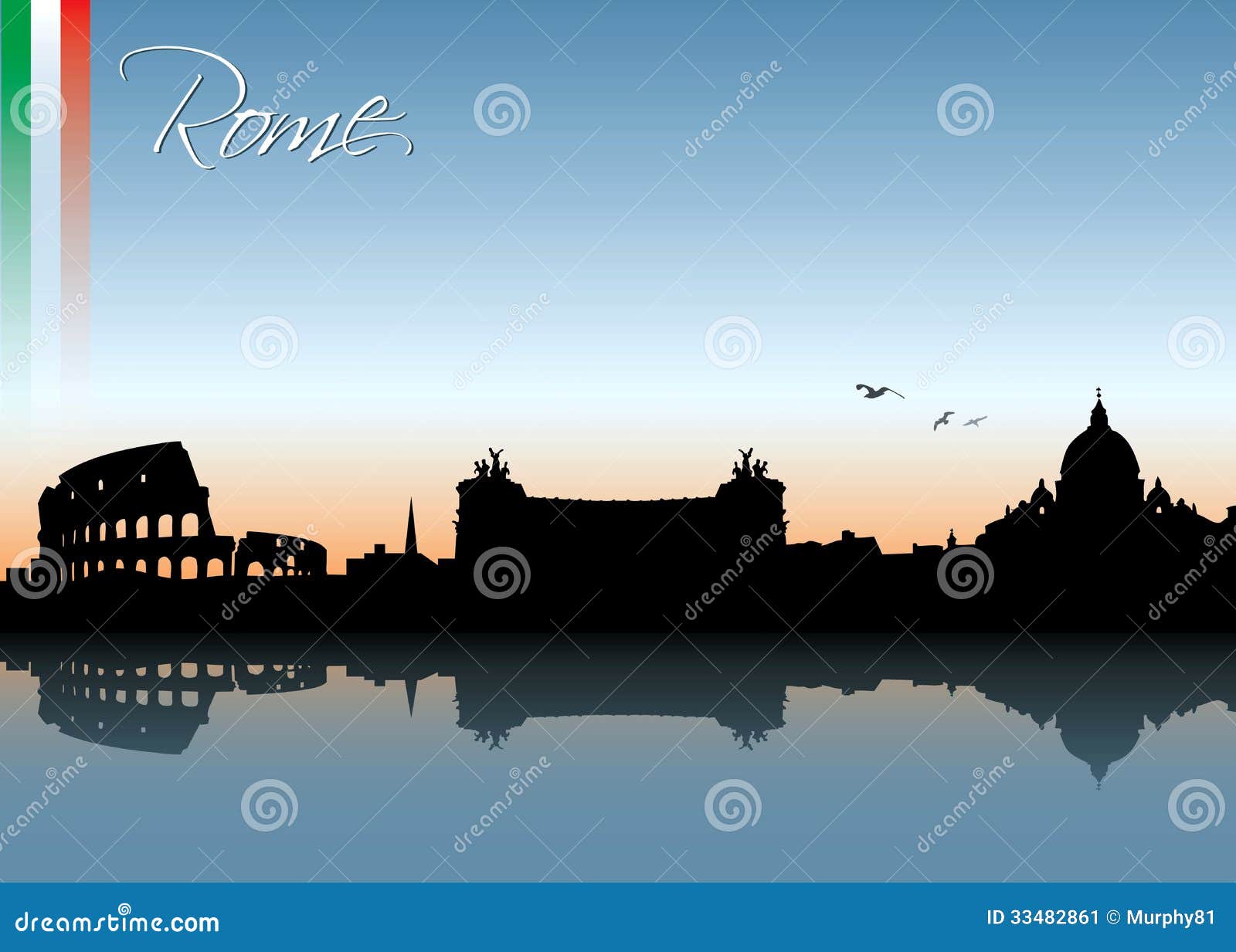 Rome skyline stock vector. Illustration of graphic, blue - 33482861