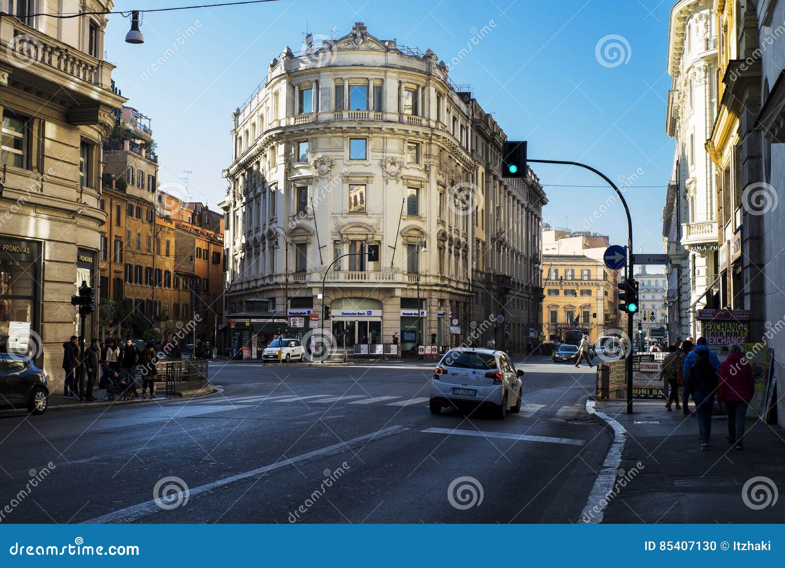 Rome street editorial image. Image of intersection, building - 85407130