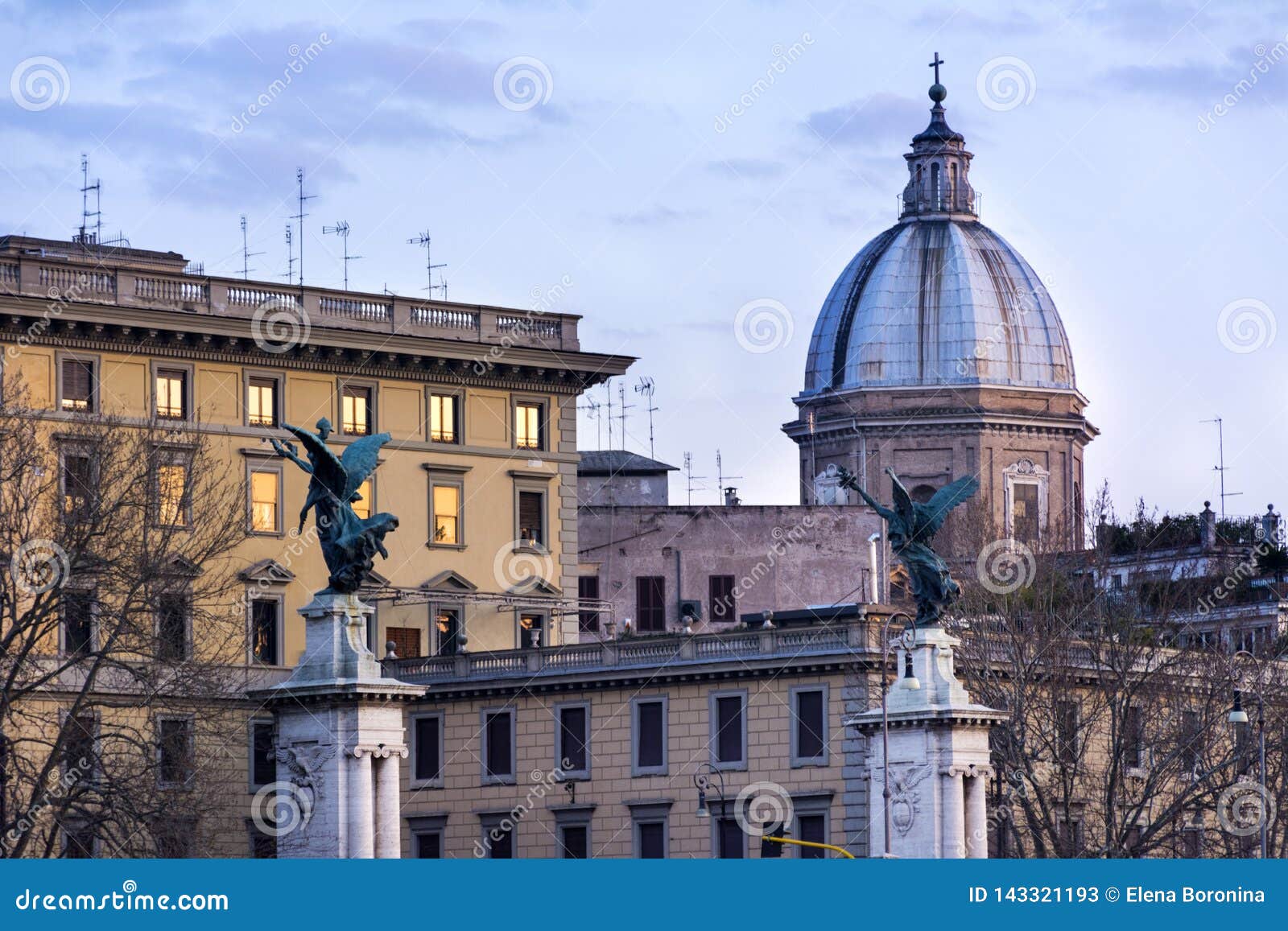 Rome at Sunset, Buildings, Dome of the Temple at Sunset Stock Image ...