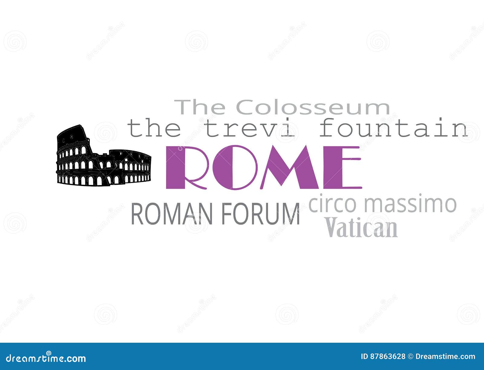 Rome Typography stock illustration. Illustration of pattern - 87863628
